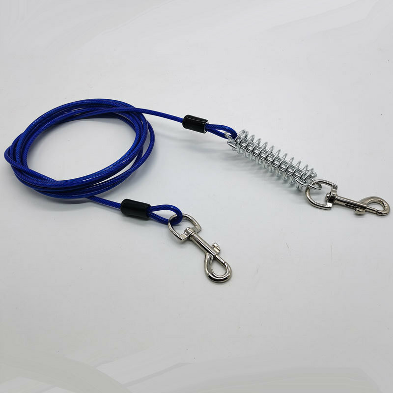 Нержавеющая сталь болт собаки стальной трос против укуса, толстая и длинная собачья цепочка Синяя пружина_5 м * 0.5CM