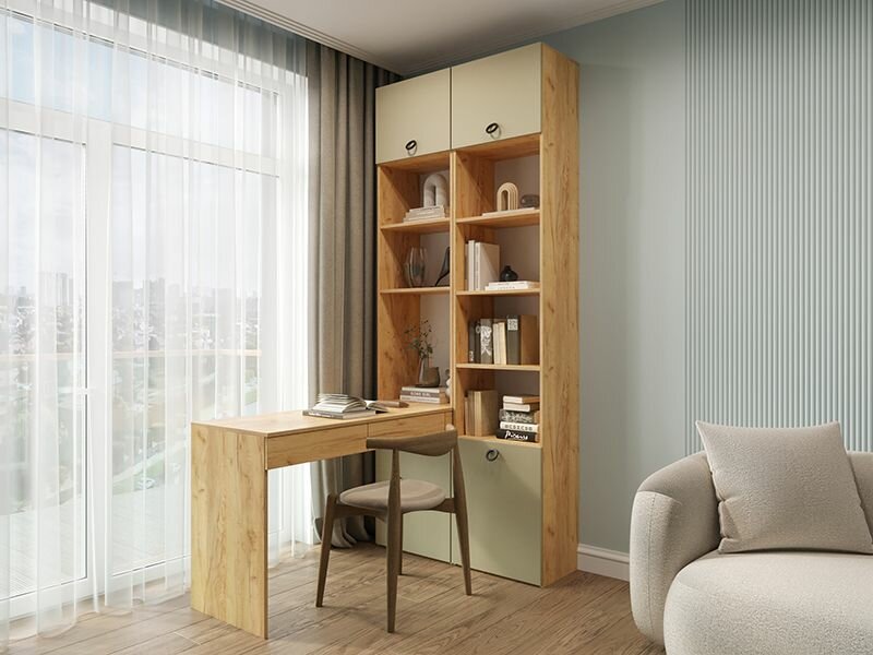 Компьютерный стол "Дилар 2" 140/100х240х50/35 Дуб крафт золотой / Мокко