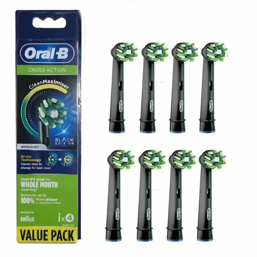 Насадки для зубной щетки ORAL-B Cross Action Clean Maximiser EB50 черный 8 шт