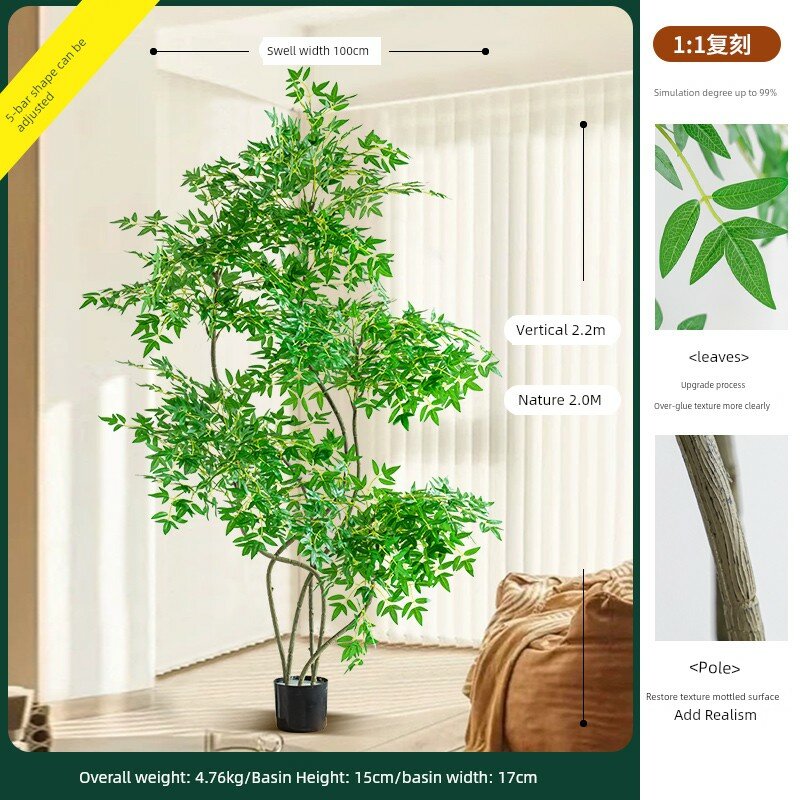 Искусственные зеленые растения, комнатные растения в горшках, элитный бамбук Нандина в стиле лайт-люкс,