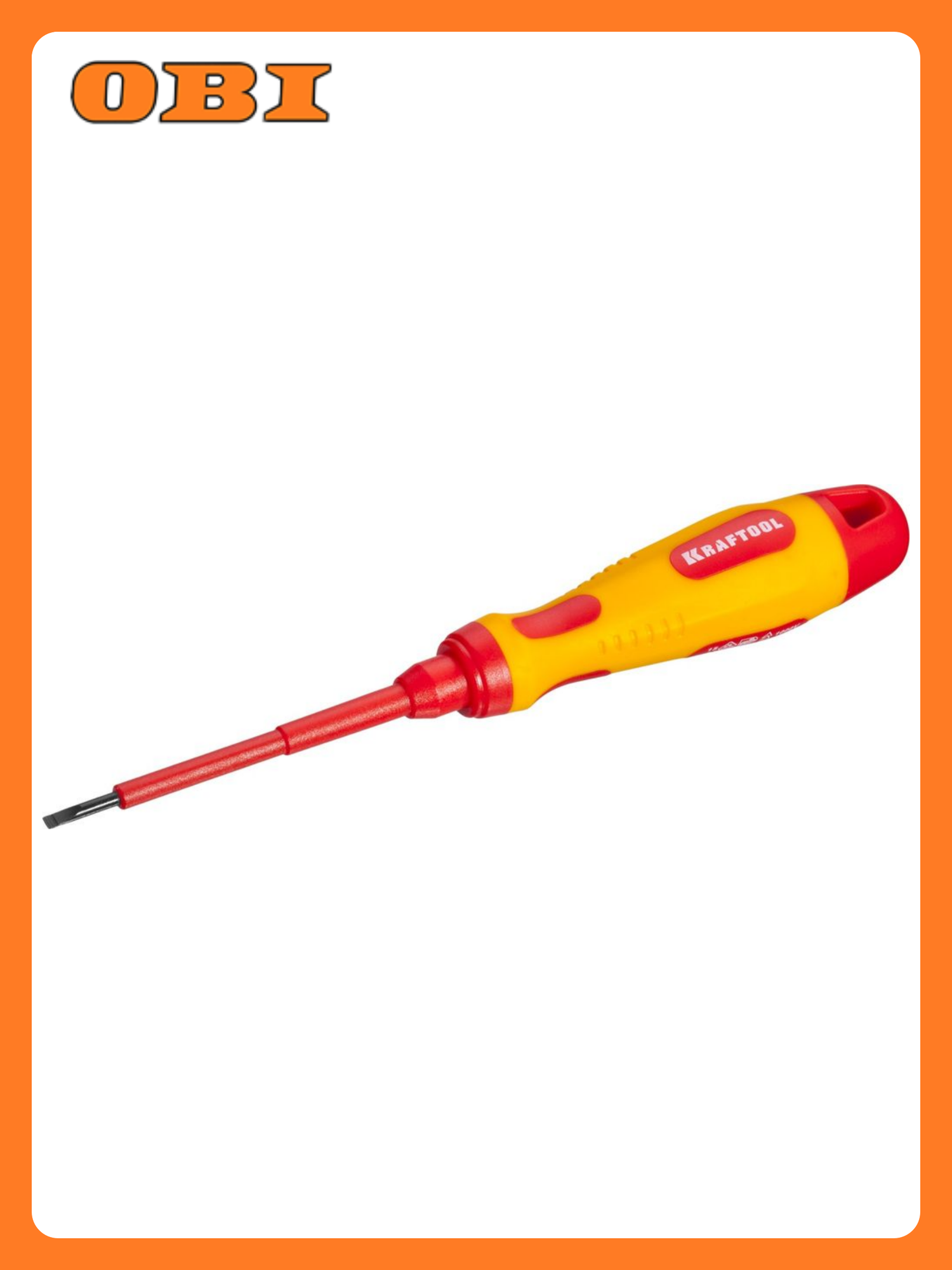 Отвертка Kraftool, SL2.5, 75мм, хромомолибденовая сталь, диэлектрическое покрытие