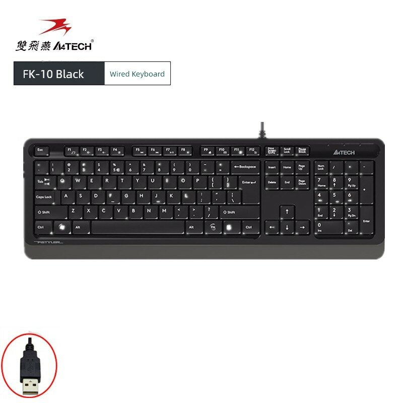 Водонепроницаемая проводная клавиатура A4TECH KB-8USB для офиса и дома, для настольных и портативных компьютеров