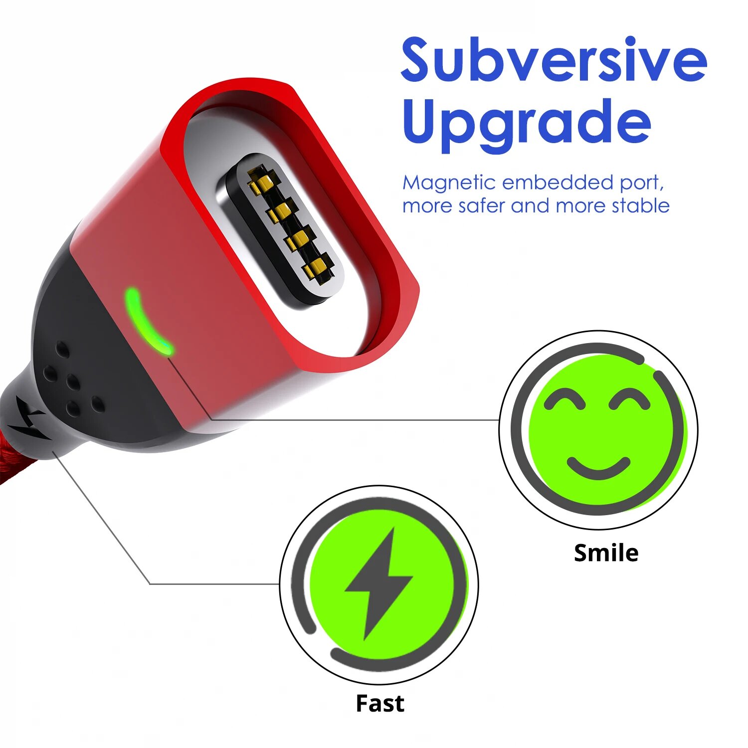 FONKEN Магнитный кабель Micro USB Type C Micro Red Cable — фото 1