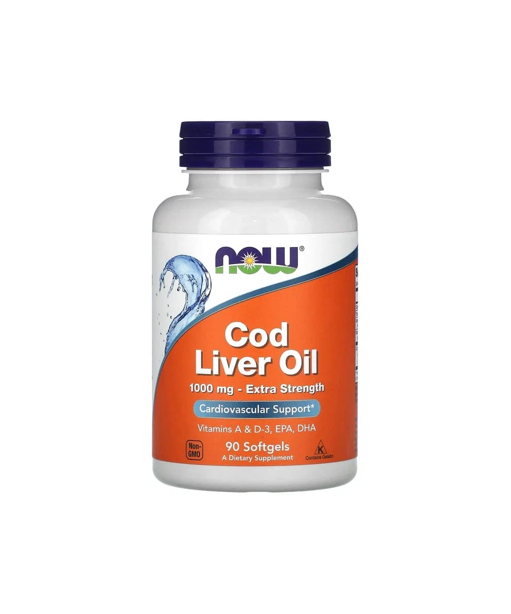 NOW Foods Cod Liver Oil, Масло Печени Трески 1000 мг 90 гелевых капсул