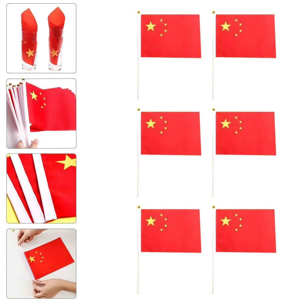 50 Штук Полиэстеровые Флаги Китая Для Праздничного Украсления 21X14Cm