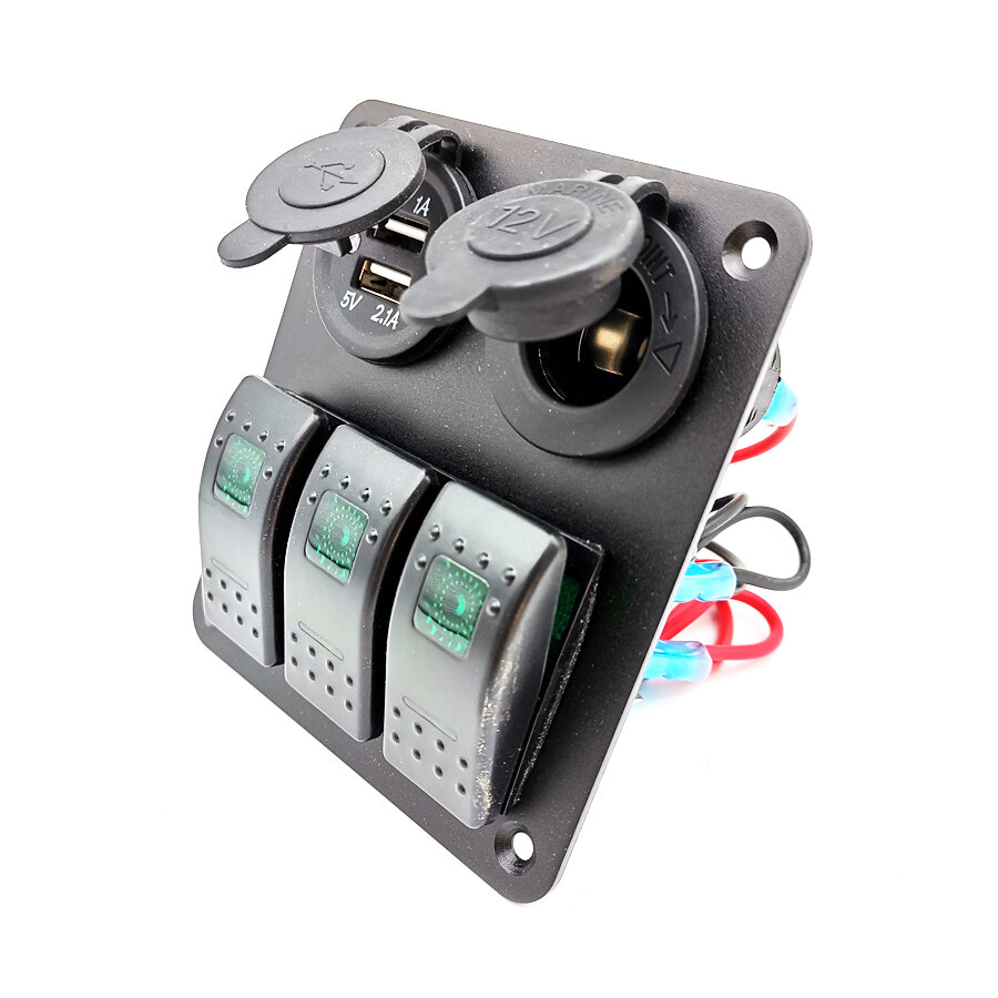 Панель выключателей с 3-мя кнопками LED-переключателя 12-24В, автоматический выключатель, для автомобиля, лодки