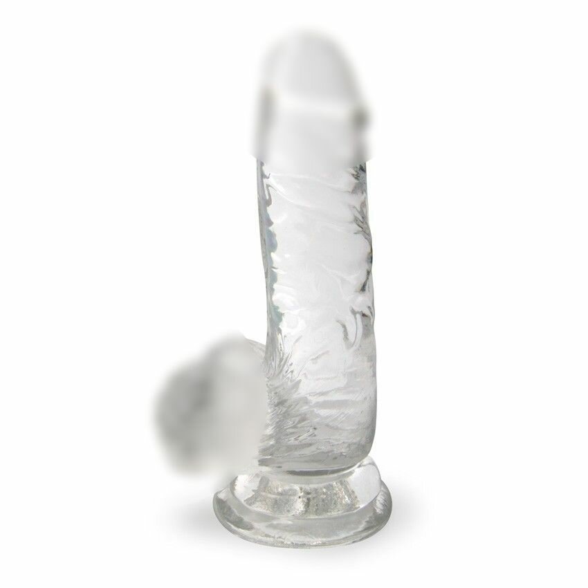 Прозрачный фаллоимитатор на присоске, термопластичная резина, 15 см.