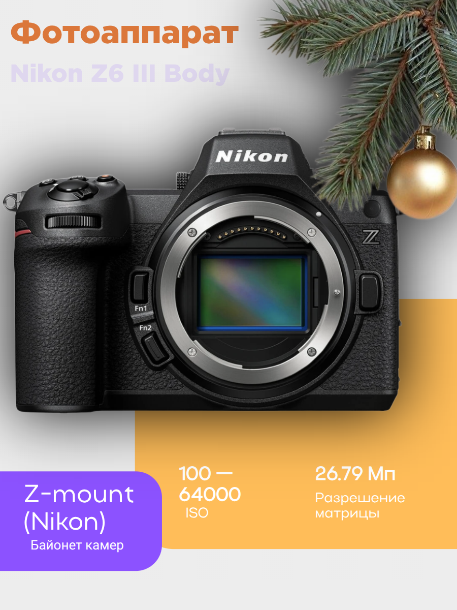 Фотоаппарат беззеркальный Nikon Z6 III Body, русский язык, черный