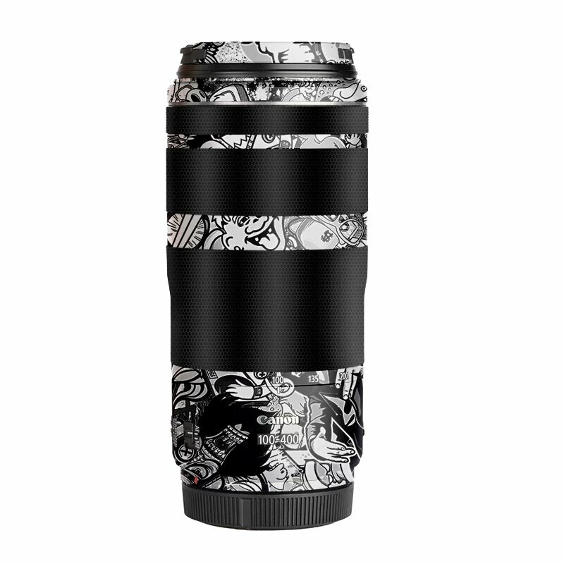 Защитная пленка для объектива Canon RF 100-400 мм - Черно-белый мультяшный узор с матричным узором, антибликовая,