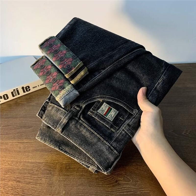 Тренд RONG CH Мужские Джинсы Универсальные Черные Премиум Харем Деним, Размер_28