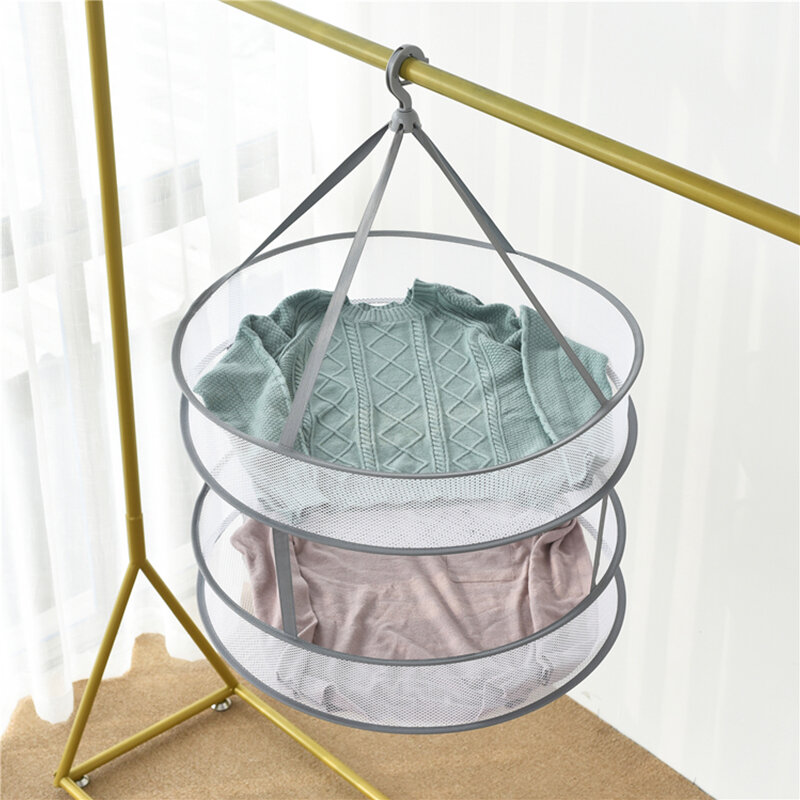 Mengting Clothes Drying Rack, Sweater Hanger, Flat Drying Basket, 58cm Wide, Flat Clothes Drying Basket, Gray + White