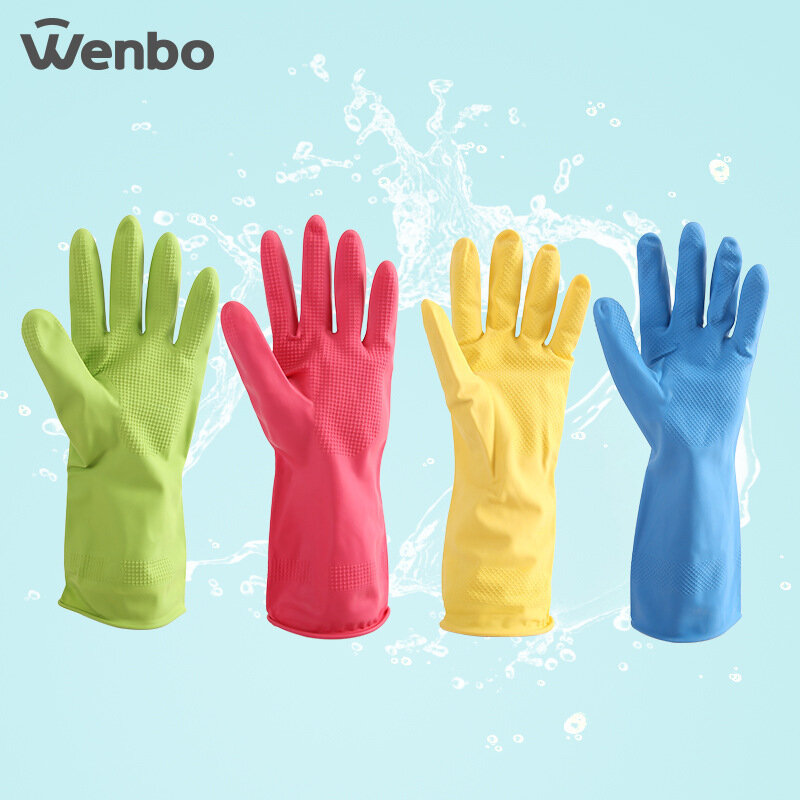 Wenbo/wenbo цветные латексные перчатки для уборки по дому зимняя уборка по дому перчатки для мытья посуды S Красный