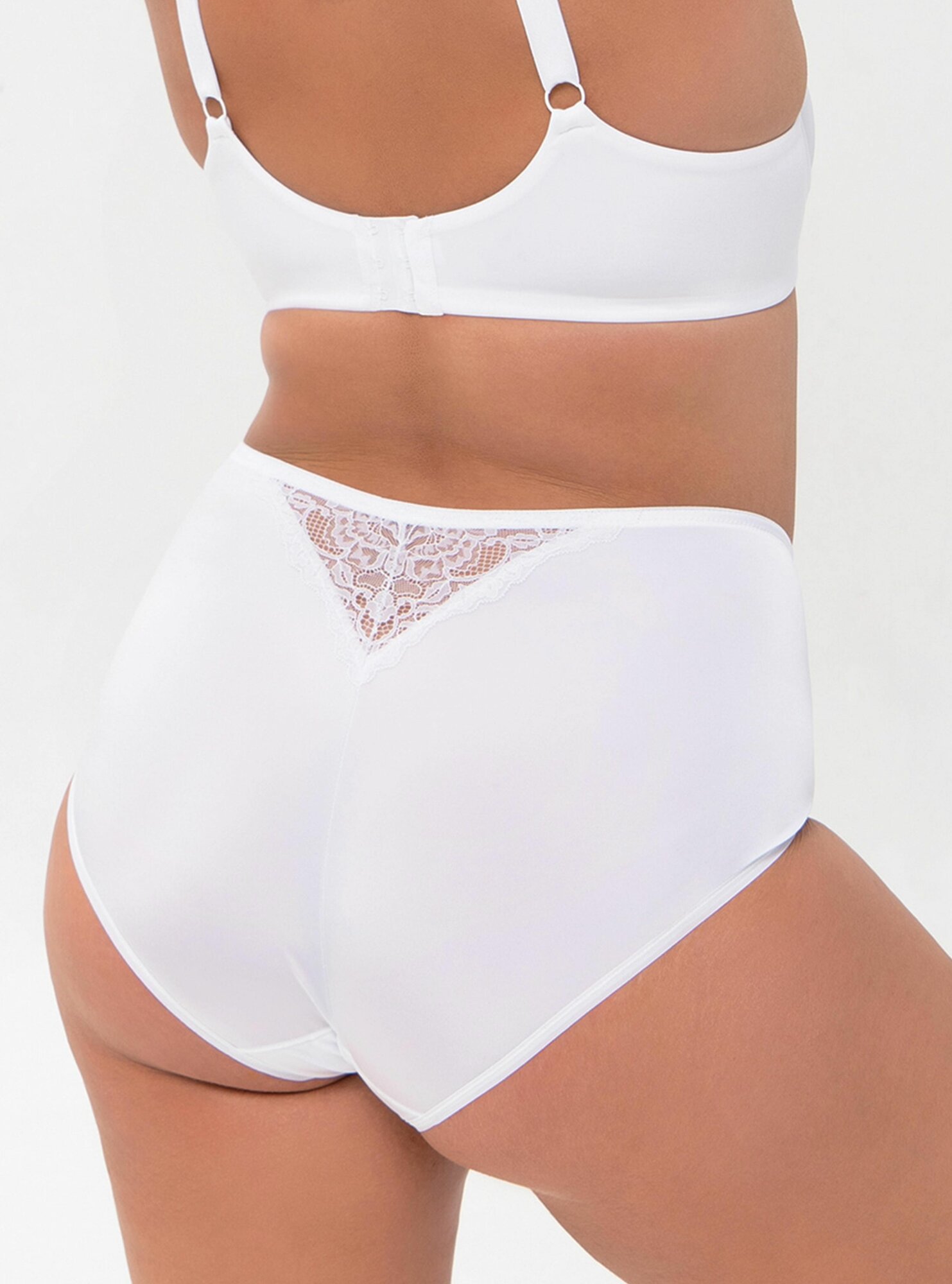 Трусы высокие женские слипы с кружевной вставкой Базовая коллекция