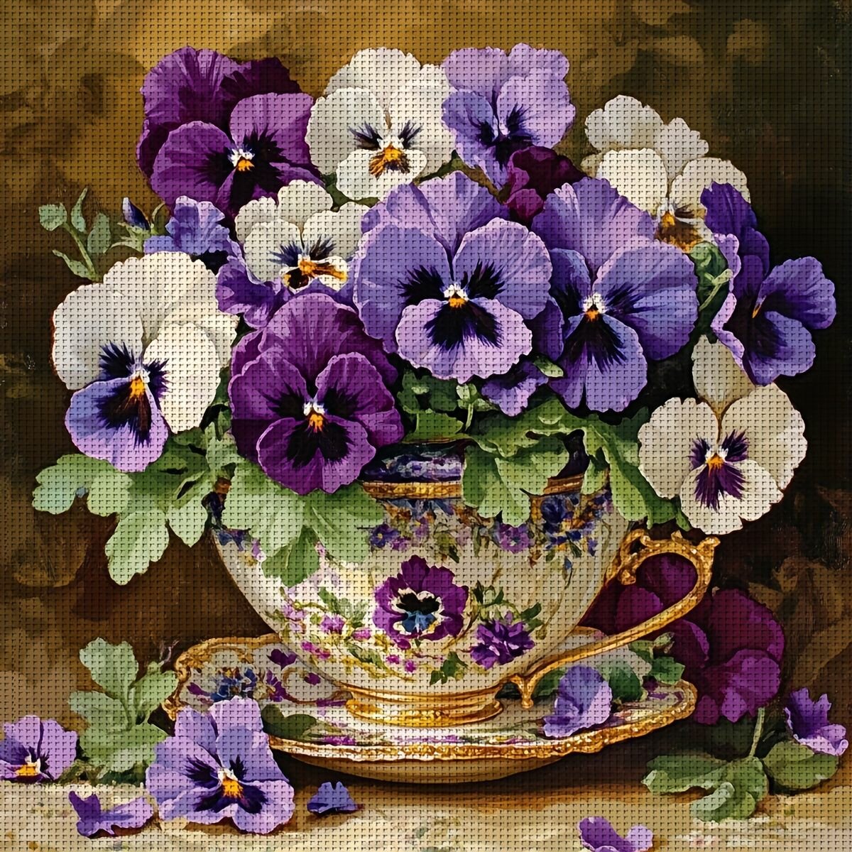 Эксклюзивный комплект для вышивания крестом 40X40cm 11CT без рамы с принтом трехцветная фиалка