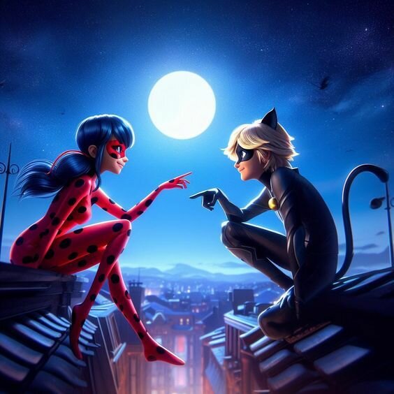 Алмазная мозаичная вышивка расписанная стразами "Леди Баг и Супер-Кот" 30х40 см