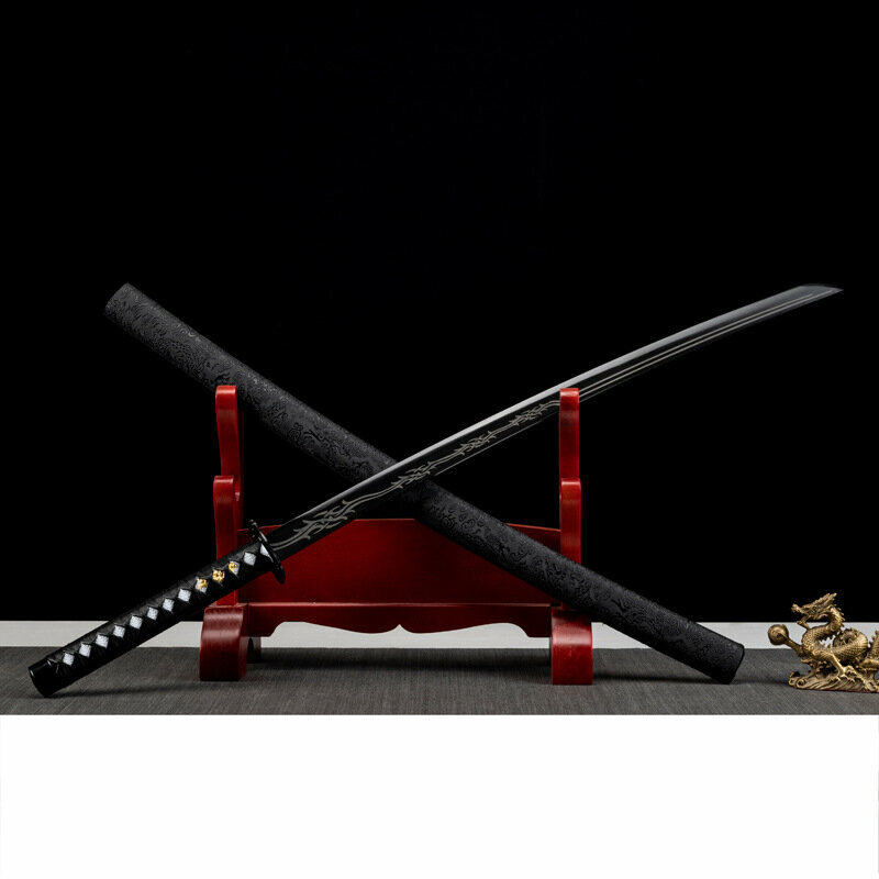 Меч Лунцюань в японском стиле, холодное оружие, высокопроизводительный меч из марганцевой стали, цельнокованый тренировочный меч, самооборона, коллекционный орнамент, не заточенный