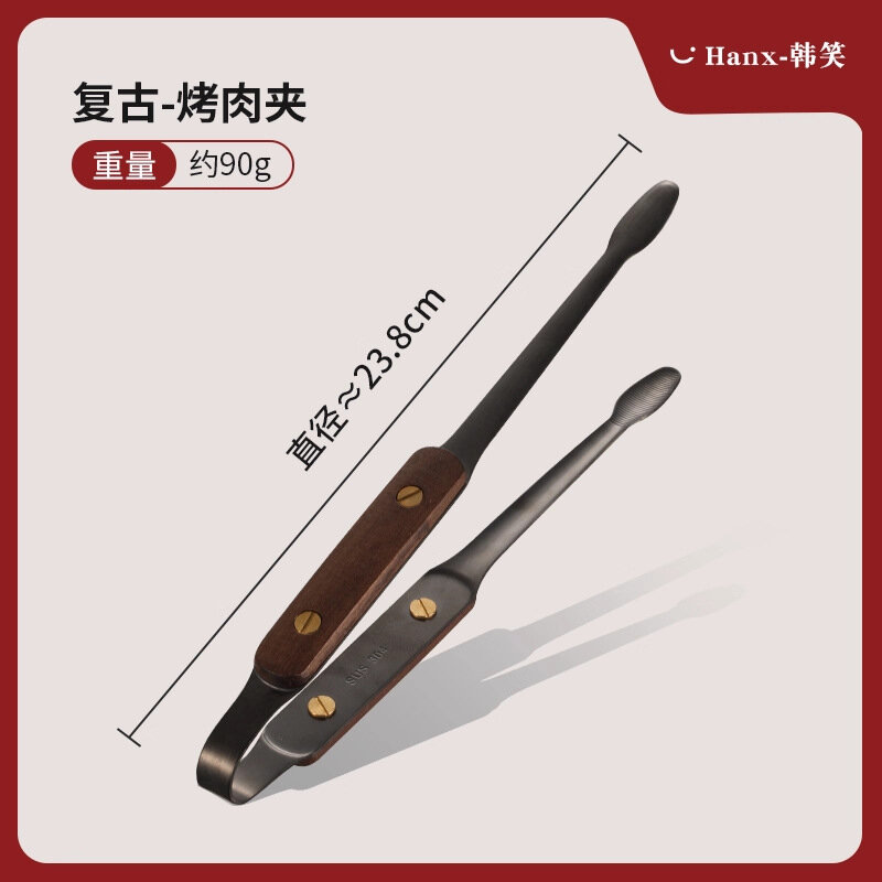 Щипцы для барбекю для домашнего использования, 304 нержавеющая сталь, высококачественные щипцы для еды, кухонные щипцы для хлеба, щипцы с деревянной ручкой, устойчивые к ожогам