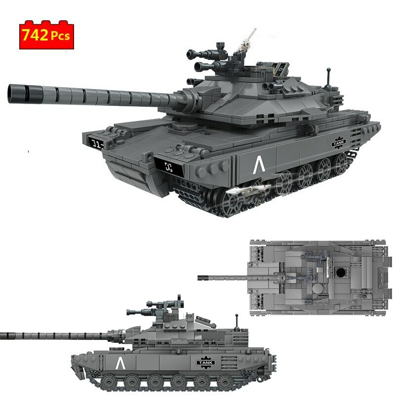 Военная серия Мировая война 1:25 Израиль Merkava MK4 Главный боевой танк DIY модель строительный блок кирпич игрушка подарок блок (серый)