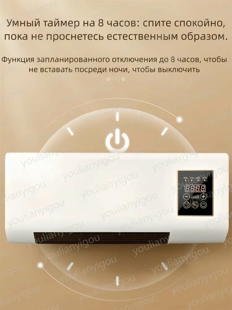 Тепловентилятор керамический обогреватель настенный, вентилятор тепловая завеса с пультом ДУ, с цифровым термостатом, на стену 2000 Вт