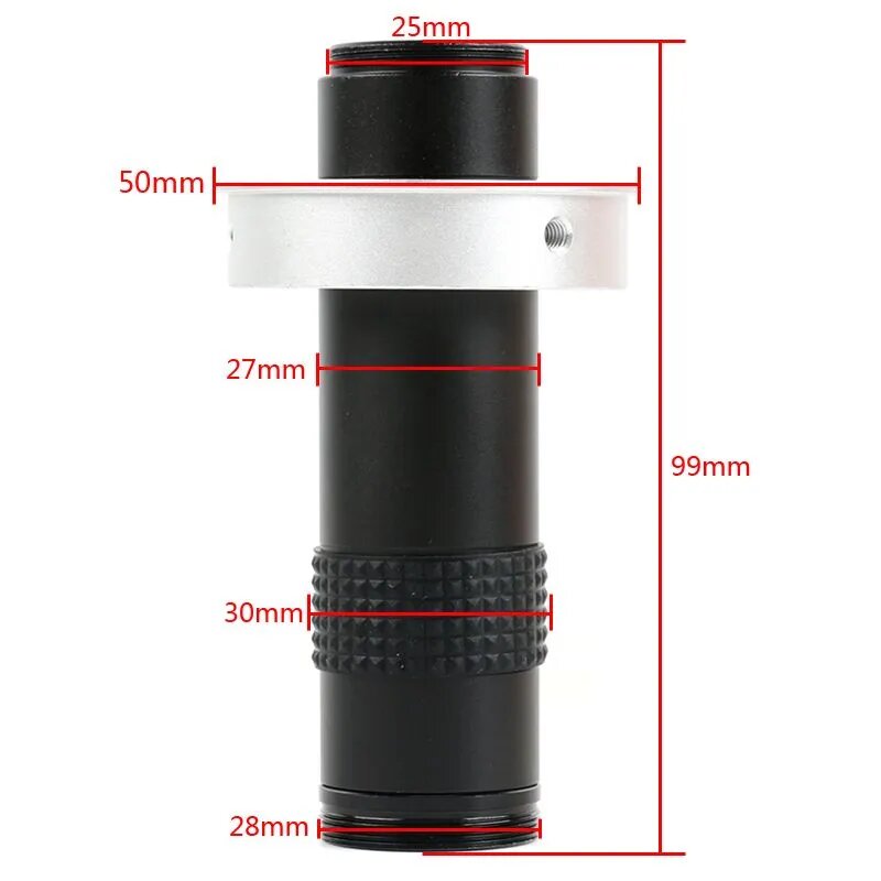 Регулируемый объектив с креплением C-mount, увеличением 1X-130X, кольцом 40/50 мм, бесконечным рабочим расстоянием для видеомикроскопа, камеры HDMI, VGA и USB.