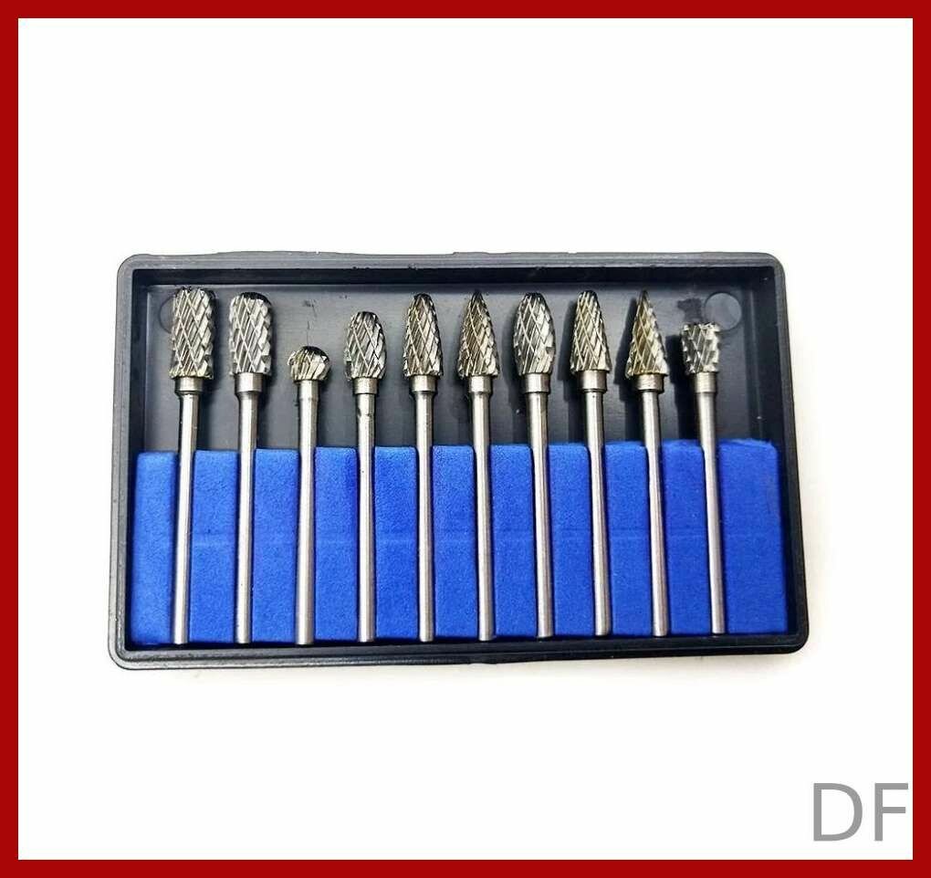 Набор борфрез твердосплавных абразивных, 6 мм с алмазным напылением, шарошка по металлу, фреза для дрели, заточки, зенковки, мини-фрезы для гравера для шлифмашины по металлу по алюминию