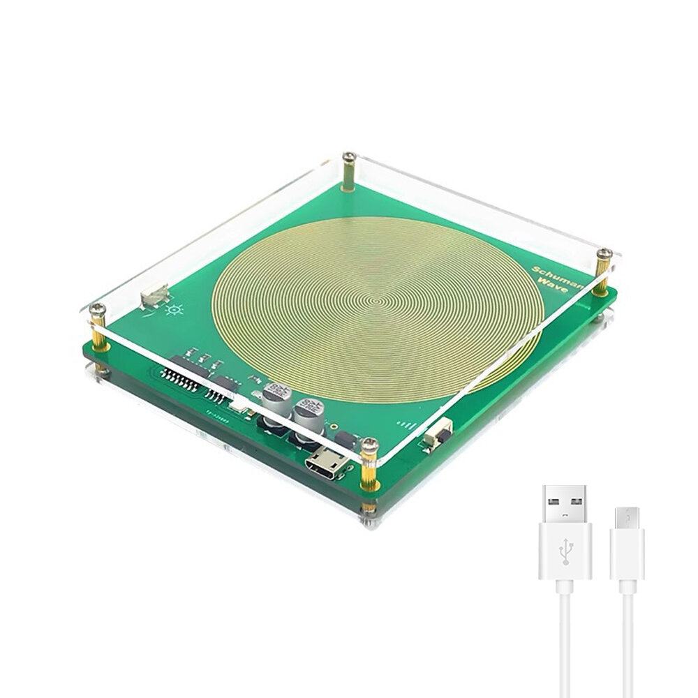 Генератор волн Шуман высокой мощности 7.83Hz, чистый синусоидальный генератор, генератор резонансной частоты Земли, основной цвет: зеленый, размер изделия: 100 * 85мм / 3.9 * 3.3дюйма, вес изделия: 70г / 2.5унции, размер упаковки: 100 * 150 * 35мм / 3.9