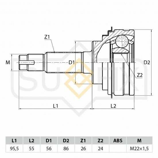 SUFIX ШРУС наружный перед прав/лев TOYOTA CAMRY / тойота камри (_V2_) VISTA 1986-1993 ST1102