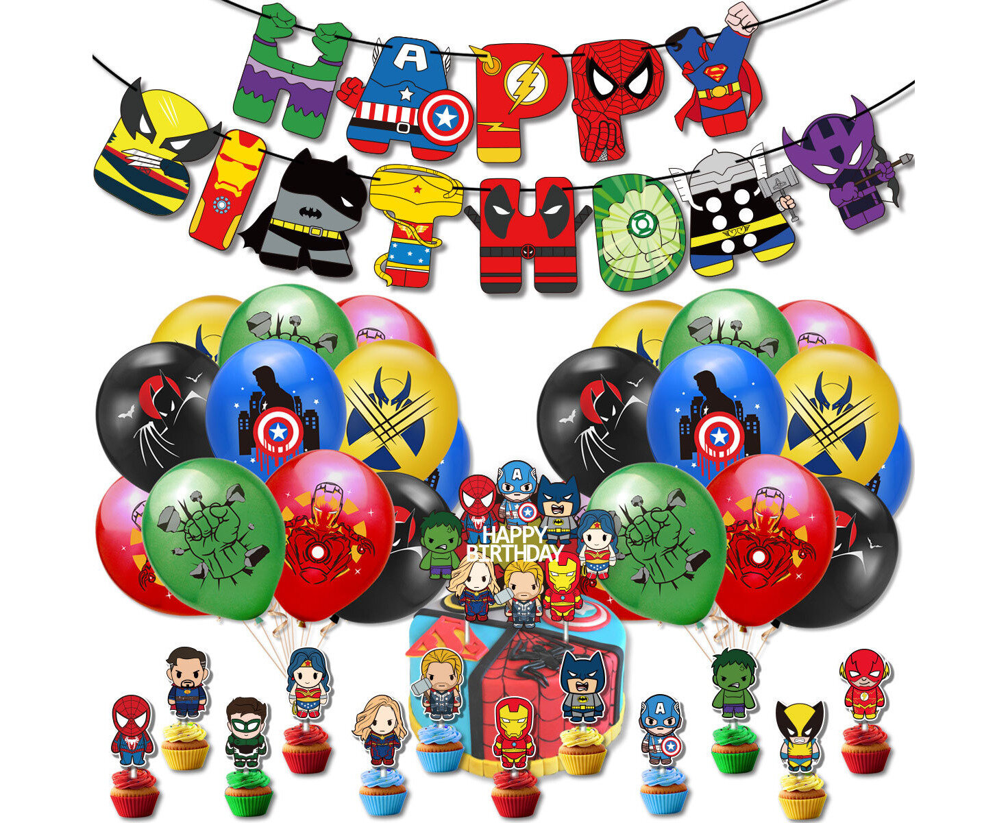Набор для украшения дня рождения Spider-Man A, тематика супергероев Мстителей, принадлежности для вечеринок, шары, баннер, топпер для торта, набор украшений, детская вечеринка, детский день рождения, мальчики, девочки, домашнее украшение, комната, подарок