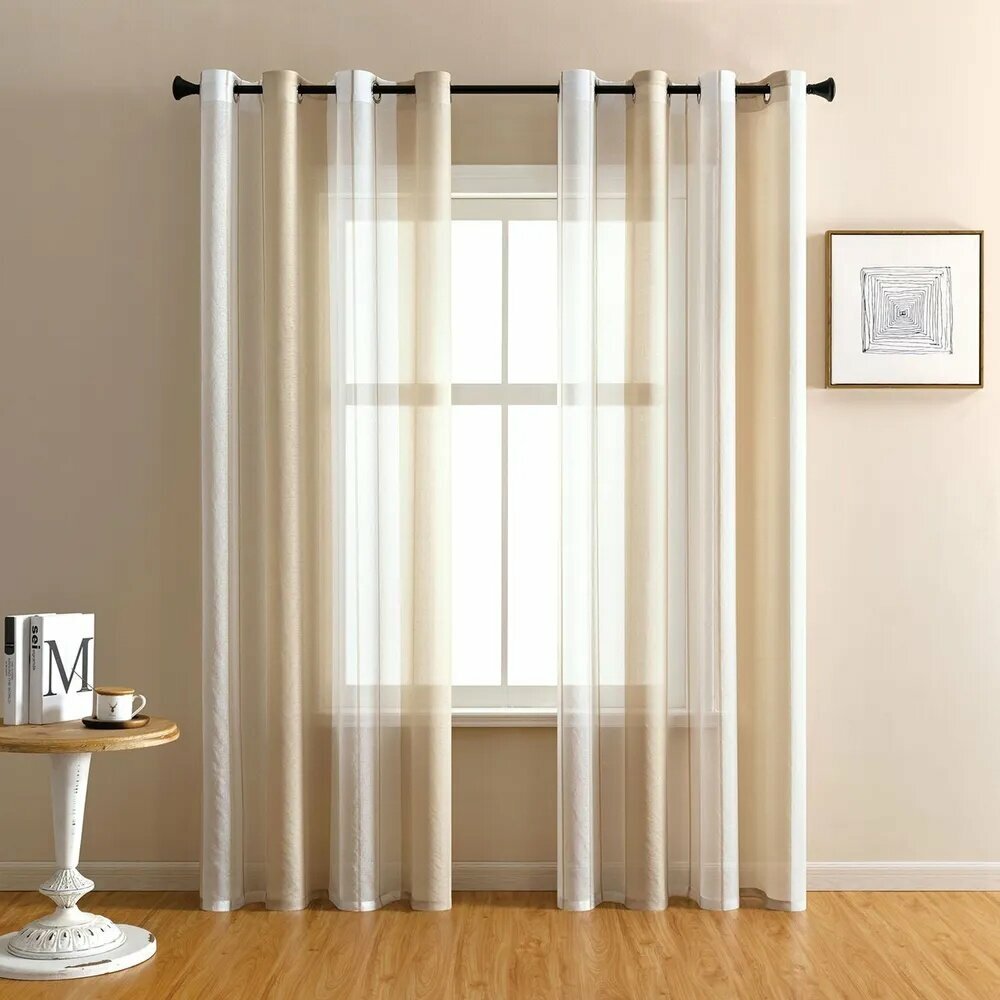 IKEA Тюль 140x225 см крепление Люверсы, бежевый