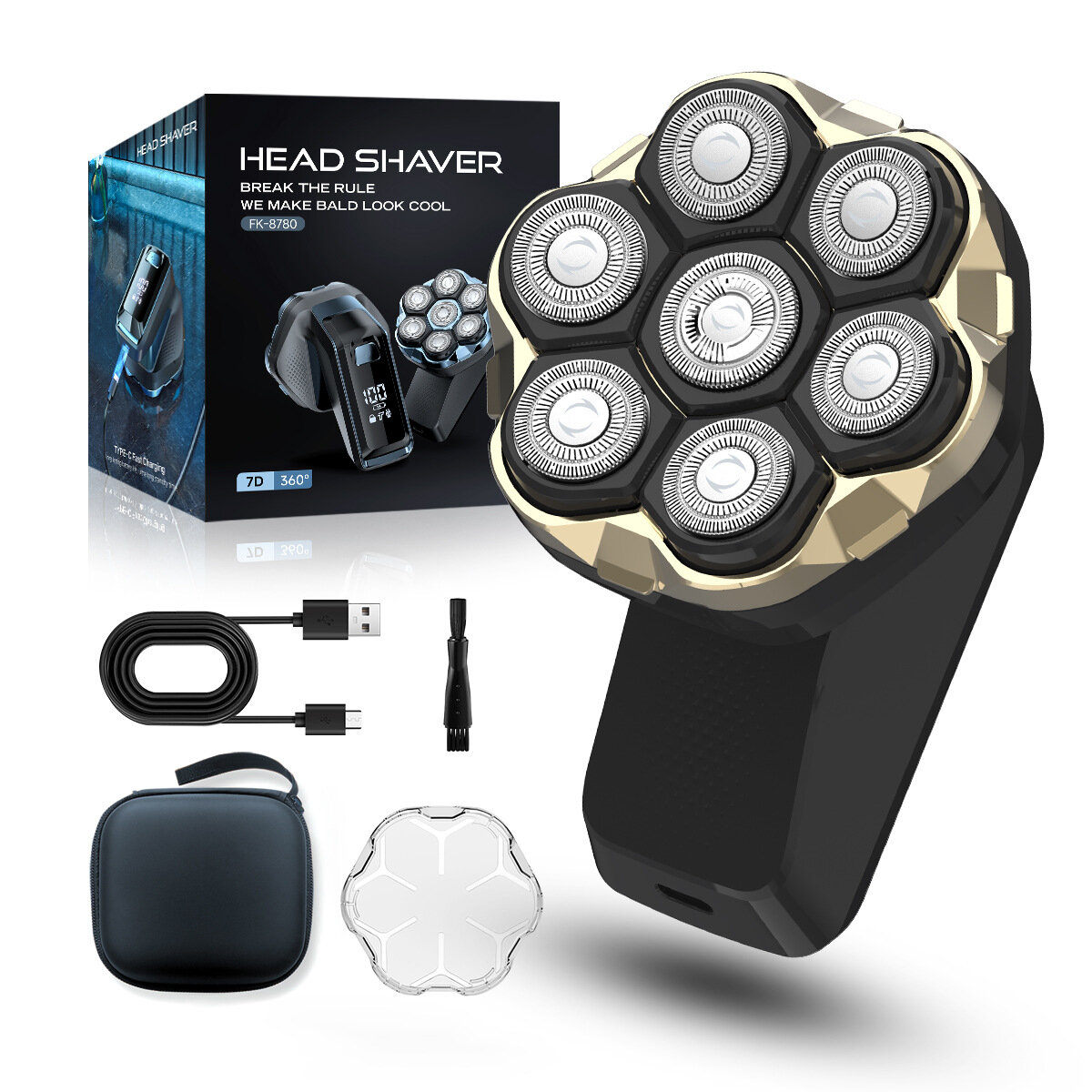 Инструмент для бритья головы, бритва для мытья всего тела, машинка для стрижки волос с 7 лезвиями, бритва с магнитной головкой