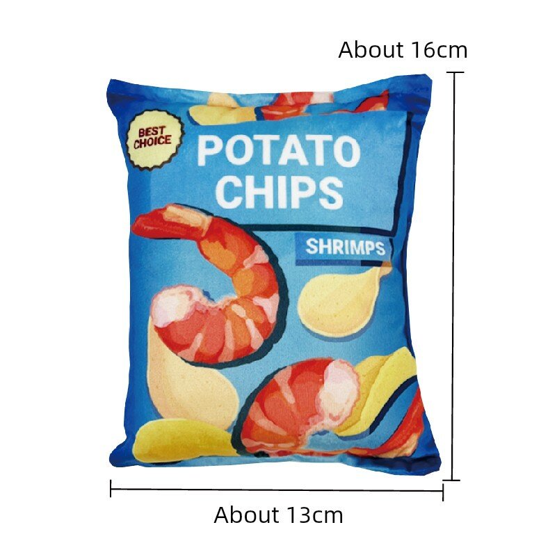 Плюшевая реалистичная игрушка-чипсы для собак, пищащая, для средних собак, с шуршащим эффектом синий