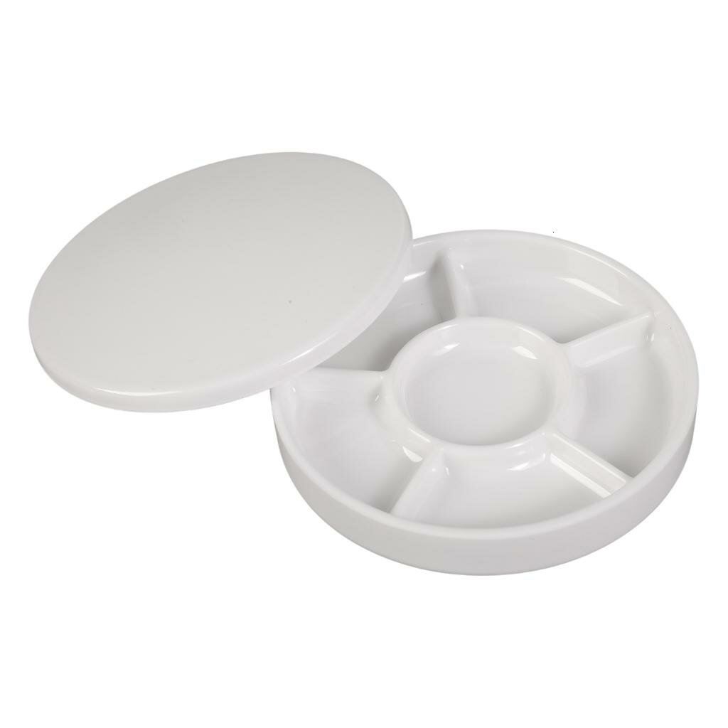 Круглая палитра с 6 ячейками для смешивания красок, Покрытая палитра