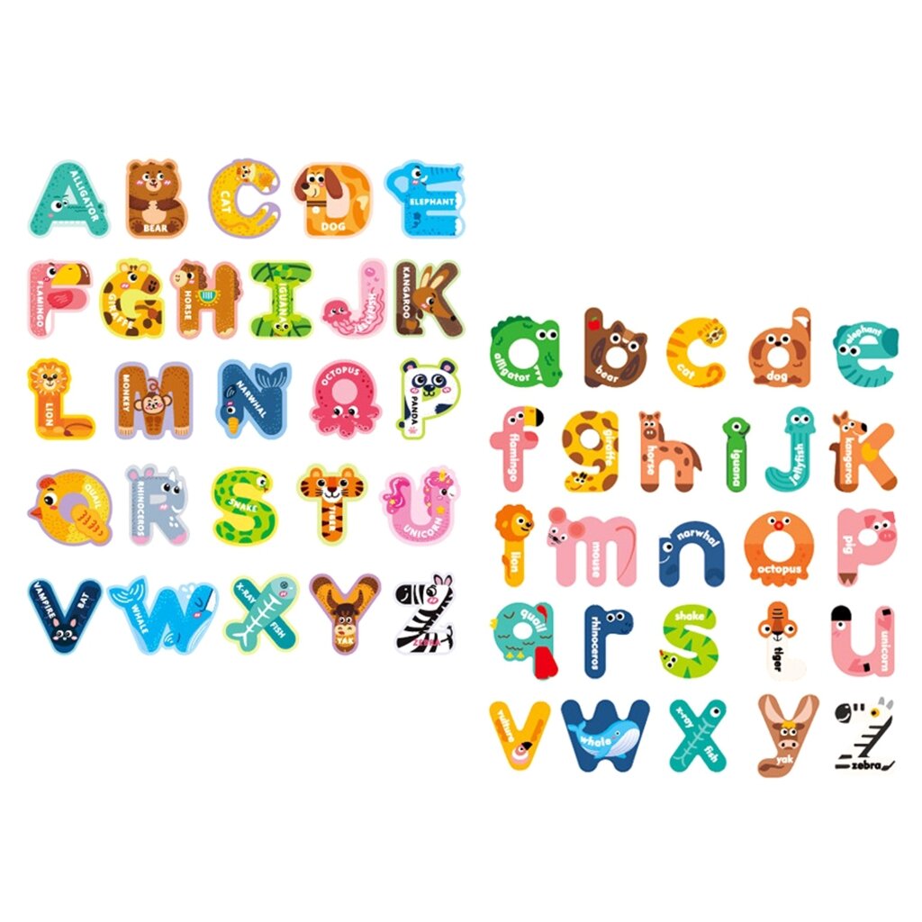 Упаковка Из 52 Магнитных Букв В Верхнем Регистре Zoo Animal Алфавитные Магниты На Холодильник Обучающая Игрушка Для Раннего Обучения Детей