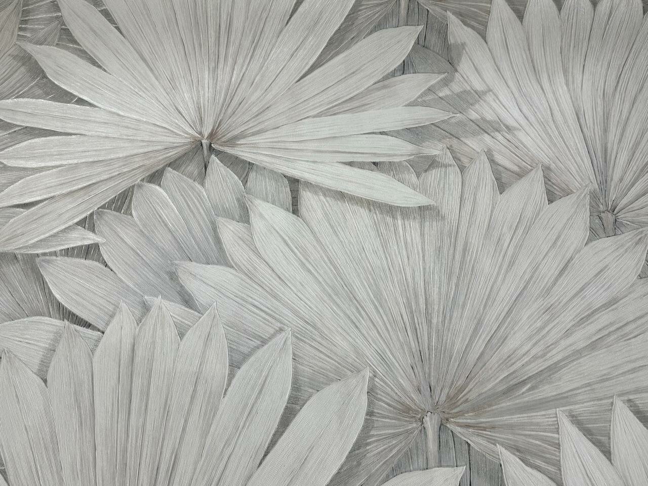 Обои Palitra Style SL72163-22 виниловые на флизелиновой основе, размер 1.06х10.05м, пудро-бежевые листья 3Д