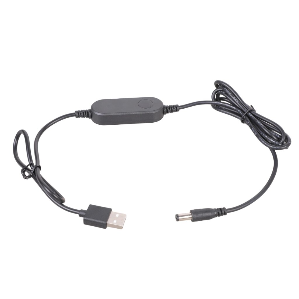 Повышающий Кабель Питания USB к DC5521 Мощностью 12 Вт 12 В с Переключателями Пластиковая Текстура 160 см для Зарядки Светодиодного Маршрутизатора Динамика