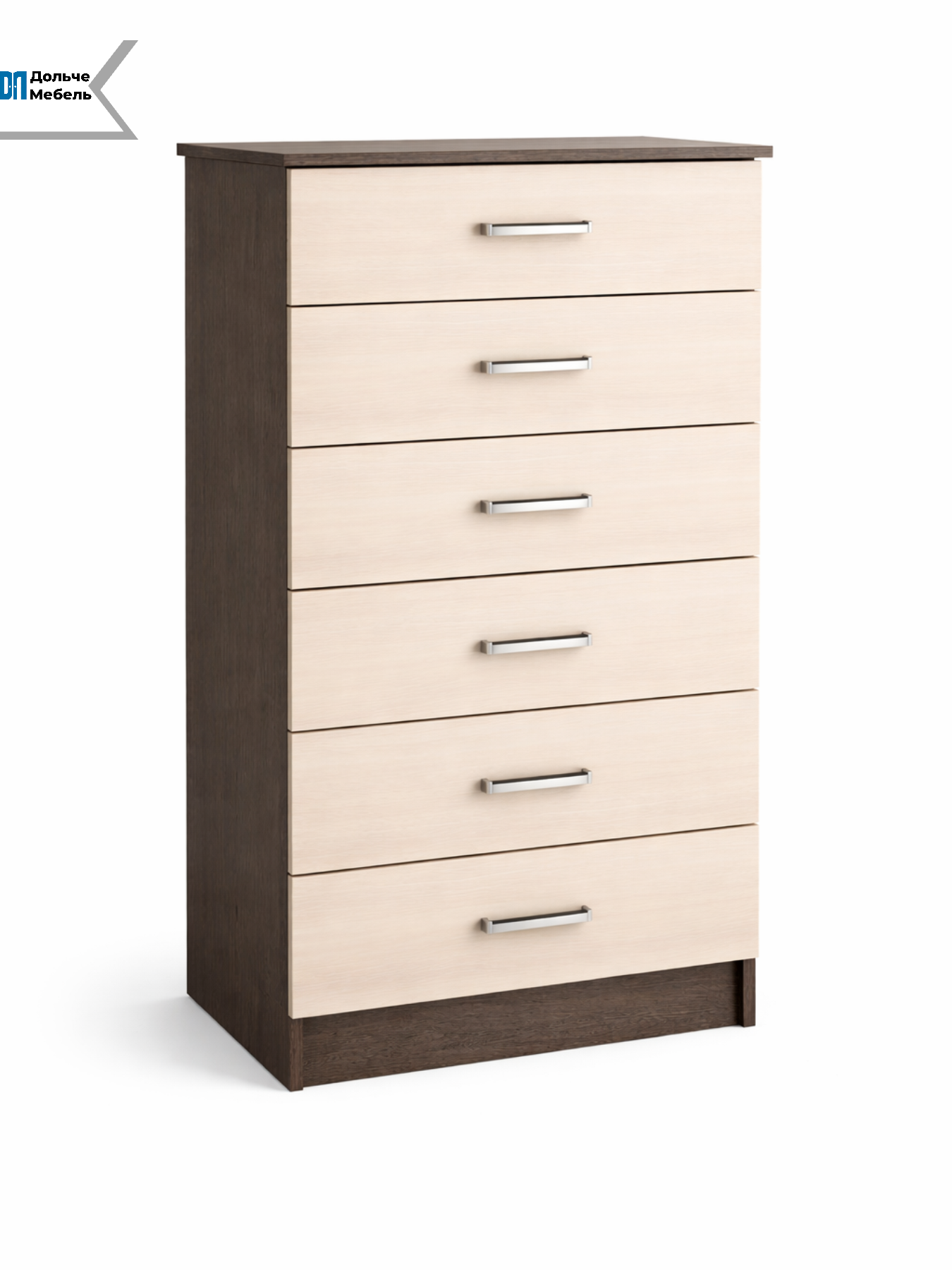 Комод высокий тэкс Катрин 4 с ящиками, для одежды и белья, цвет венге/дуб молочный