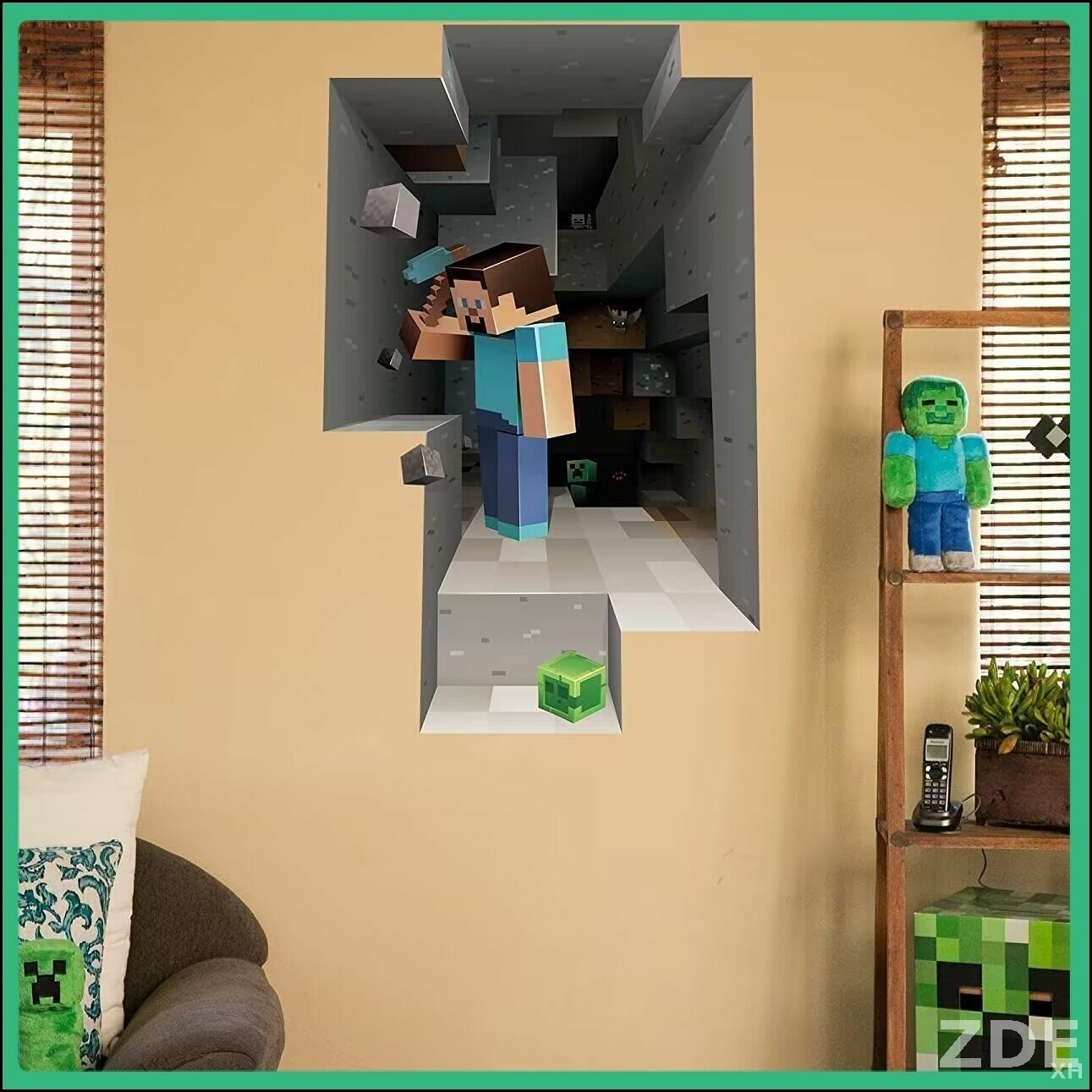3D наклейки на стену Minecraft для детской комнаты, стильные и водонепроницаемые декоративные стикеры для интерьера