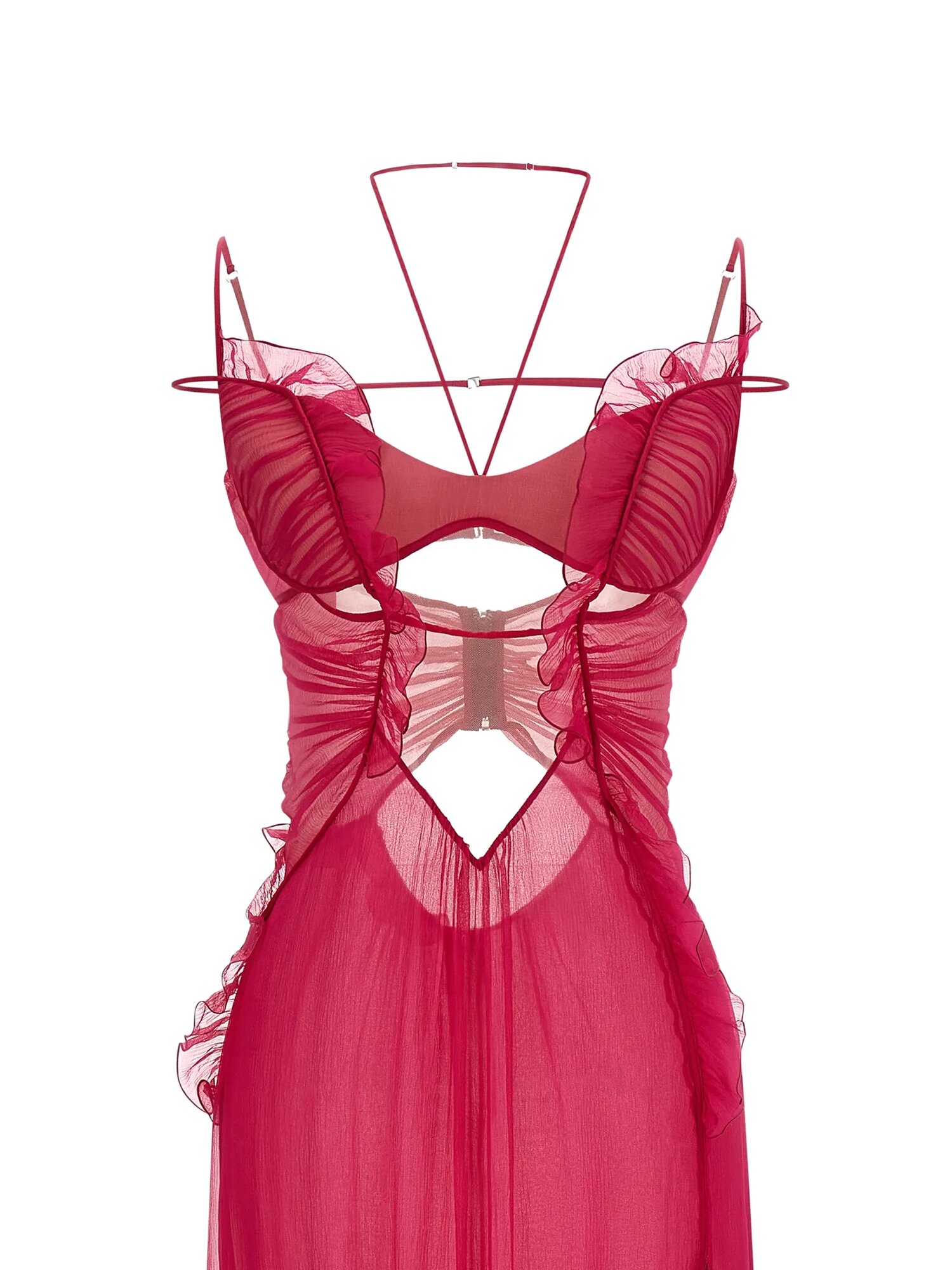 Платье Nensi Dojaka Ruffled cutout gown, размер 42, красный — фото 1