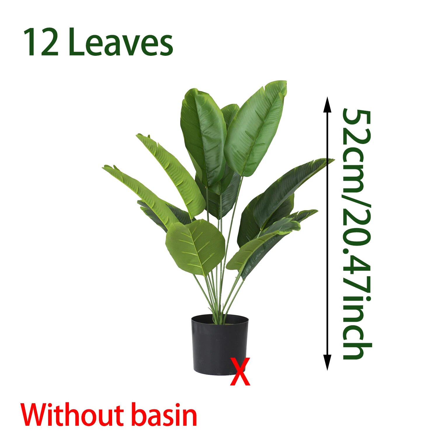 Искусственная тропическая пальма Зеленый, 12 Leaves 52cm