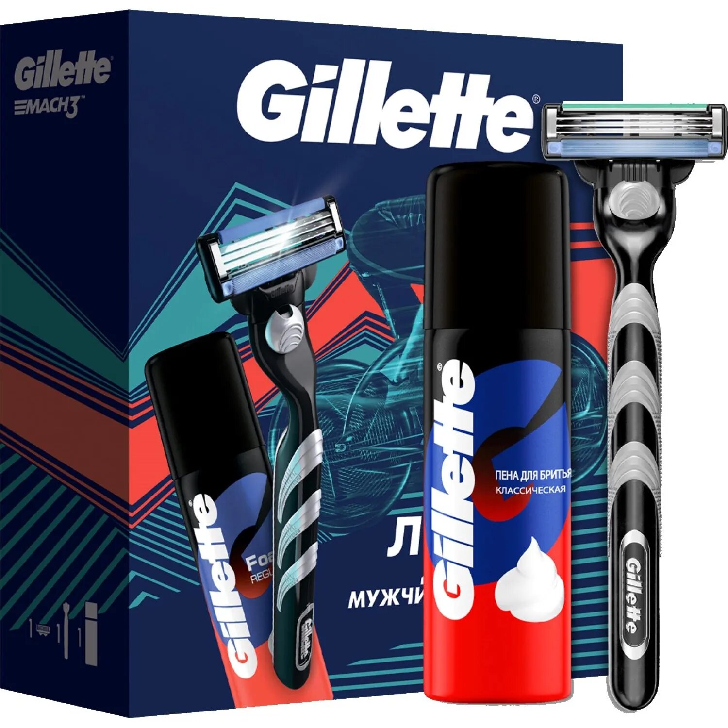 Подарочный набор GILLETTE MACH3 Бритв с 1 смен кас+Пена д/бритья Клас 50мл