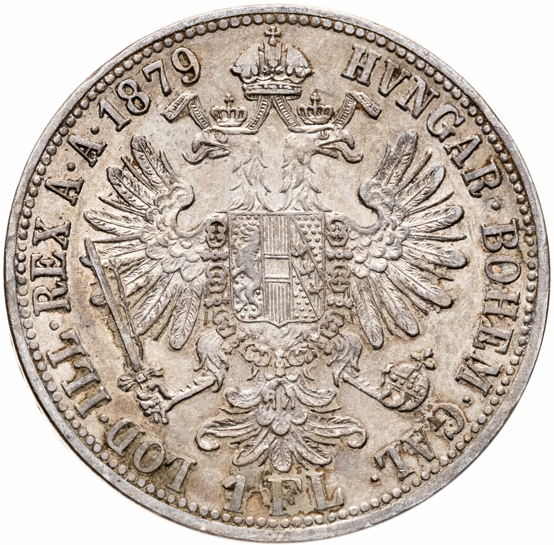 Австрия 1 флорин florin 1879 Франц-Иосиф, Серебро 900, в сохранности XF-AU