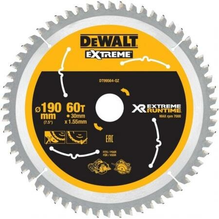 Пилный диск XR 190mm x 30mm 60T CSB DT99564-QZ DeWALT