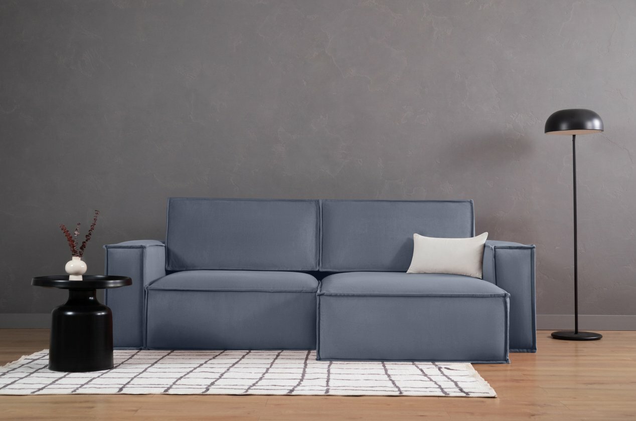 Диван угловой раскладной Divan.ru Эби-1 Velvet Eclipse, 254х167х87, спальное место 162х201, велюр, синий