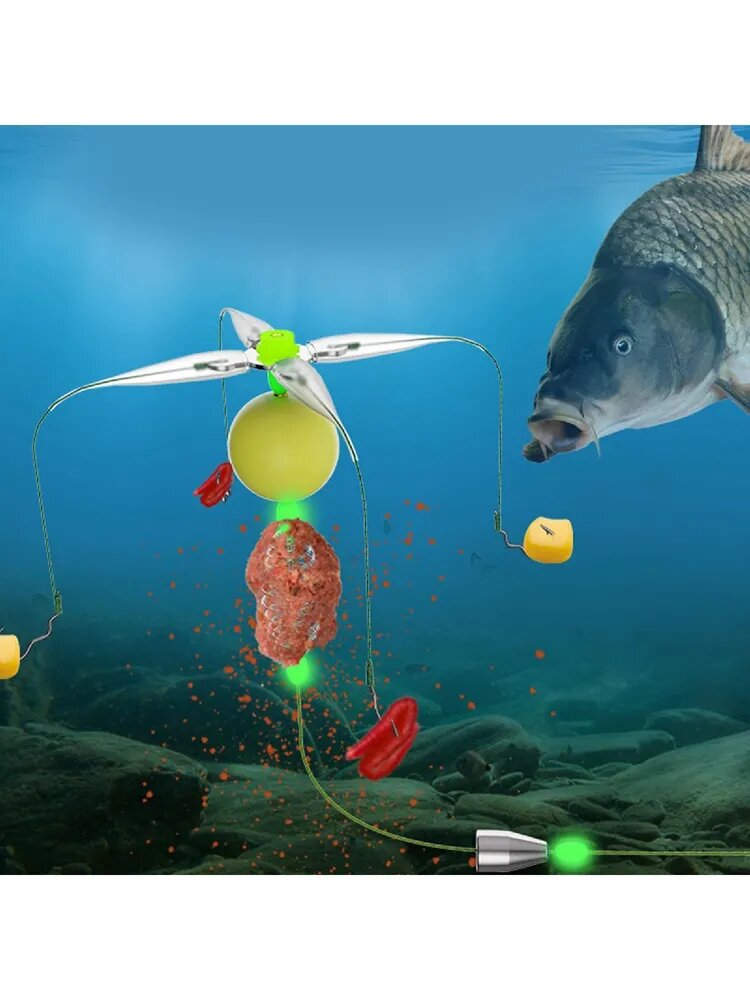 Оснастка фидерная, кормушка пружина,4 крючка 7#, снасть для рыбалки