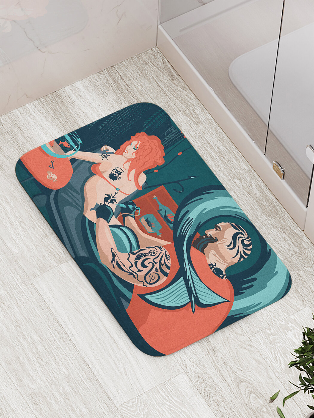 Коврик для ванной комнаты и туалета противоскользящий "Мастер тату" 52х77 см, JoyArty