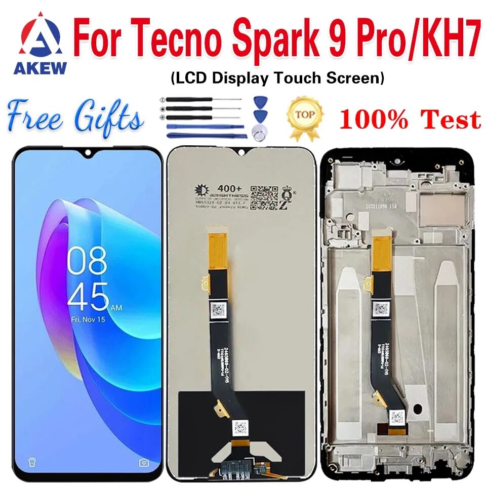 Оригинальный ЖК-дисплей AKEW для Tecno Spark 9 Pro, сенсорный экран Tecno KH7 KH7N, KH7 With Frame