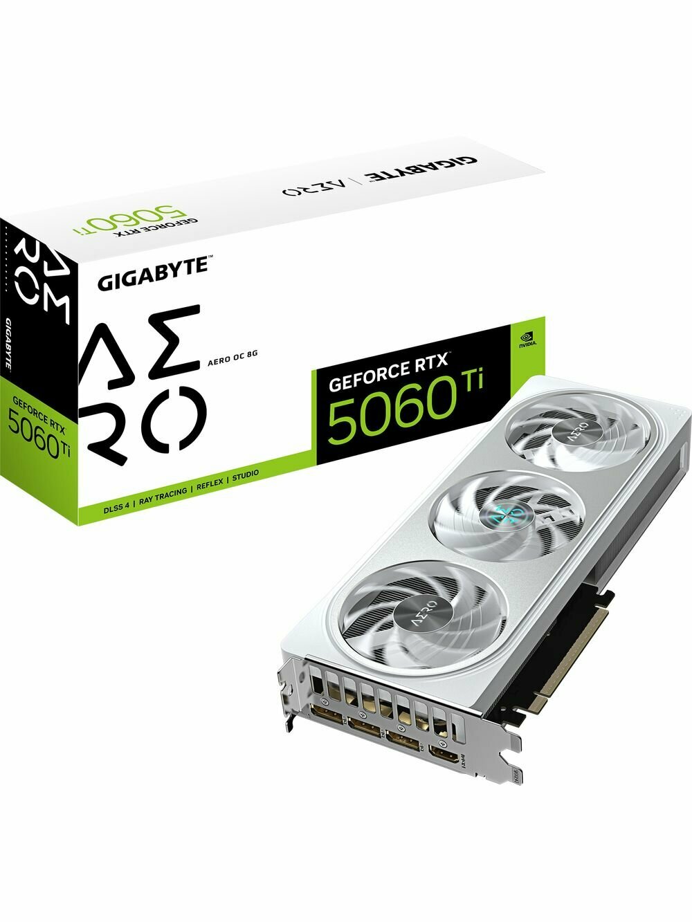 Видеокарта GIGABYTE GeForce RTX 5060 Ti AERO OC 8G, 8ГБ GDDR7,128-bit, 28 Гбит/с, PCI-E 5.0, белая