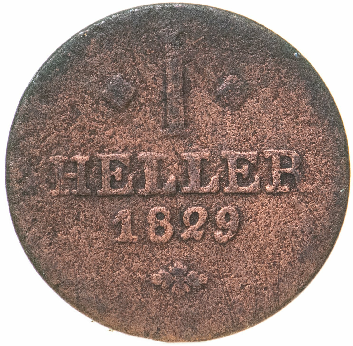 Германия, Гессен-Кассель 1 геллер 1829, Медь, в сохранности F