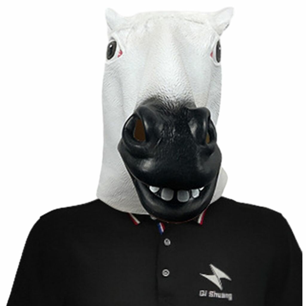 Смешная маска лошади - белая