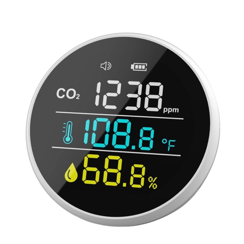 Анализатор температуры и влажности CO2 в бытовых помещениях, качества воздуха с газовыми трехцветными лампами